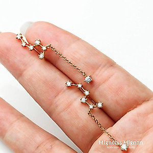 MignonandMignon Cubic Zirconia Crystal Star Stud Ear Crawler Little Dipper Dangle Earrings in Gold, Rose Gold (Silver) Mother's Day Gift - ECLD