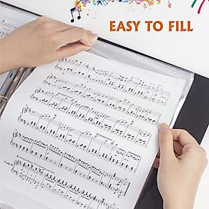 Sheet Music Folder, Letter Size Music Binder, 80 Pages Capacity, Writable Choir Folder, Fit 8.5 x 11 Paper, Black
