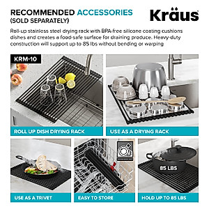 KRAUS Dex 17-Inch Undermount Single Bowl TRU16 Gauge Stainless Steel Kitchen Bar Sink with DrainAssure WaterWay and VersiDrain Assembly in Radiant Pearl Finish, KD1US17B