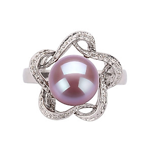 Fiona Lavender 9-10mm AA Quality Freshwater 925 Sterling Silver Cultured Pearl Ring For Women - Size-7
