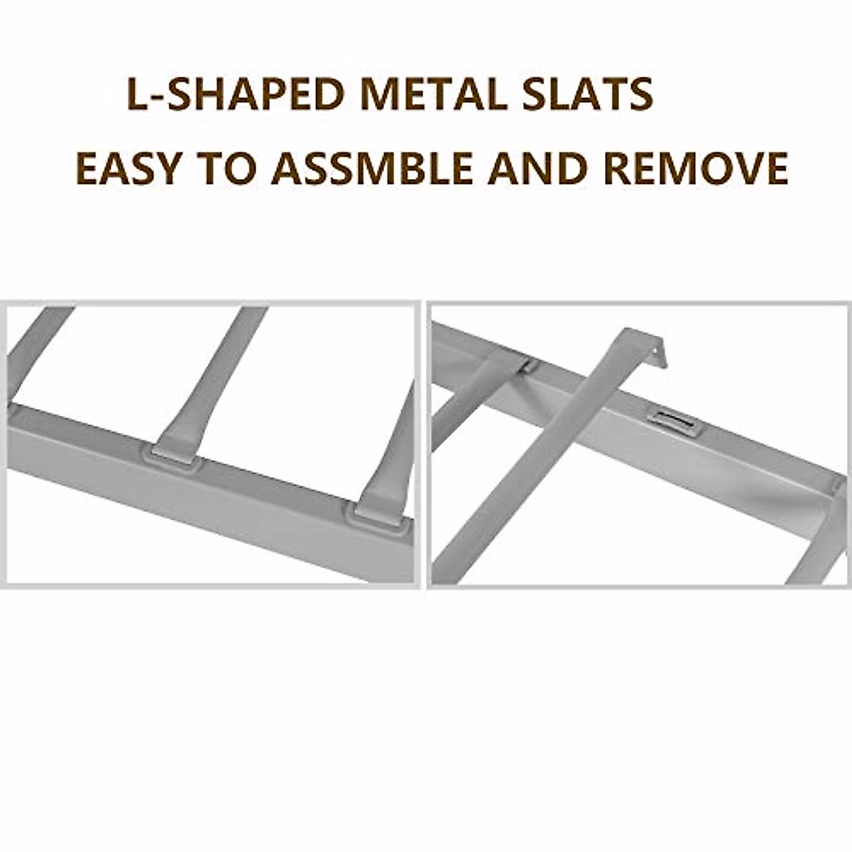 Bunk Bed Twin Over Full, Heavy Duty Metal Bunk Bed Frame with Guard Rail & Flat Ladder Stairs, Space-Saving, No Box Spring Needed (Silver)