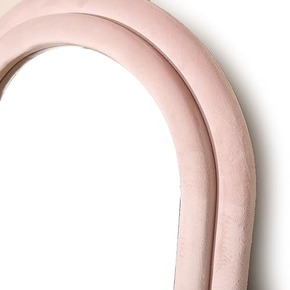 Otlsh Wavy Floor Mirror, 63" x 24" Full Length Mirror with Stand, Irregular Wavy Mirror, Wave Pattern, Flannel, Standing Mirror, Large Wall Mirror, Freestanding, Pink