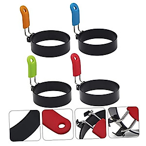 NAMOARLY 4pcs Fried Egg Mold Egg Cooker Mold Egg Shaper Egg Cooking Mold Circle Egg Ring Non-stick Frying Pan Pancakes Molds Grilling Accessories Bbq Accessories Iron Spray Non Stick