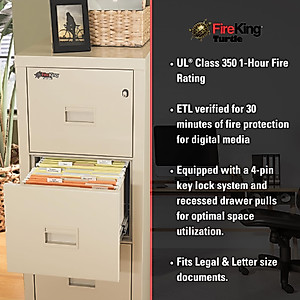 Fire Resistant File Cabinet - 2 Drawer Let/Leg. 22" Depth Black