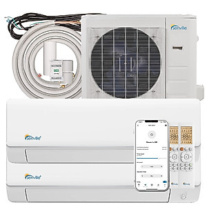 Senville SENA-30HF/D Dual Zone Mini Split Air Conditioner Heat Pump, 28000 BTU, Works with Alexa, White