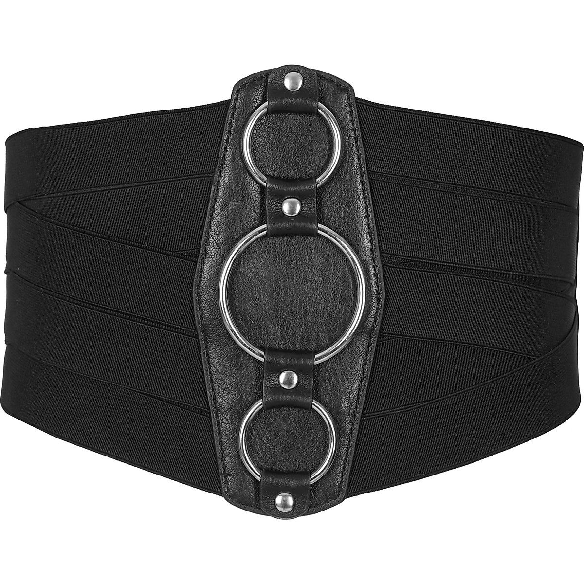 BlackButterfly 7 Inch Wide Lattice Corset Waspie Elastic Waist Belt (Black, US 18-20)