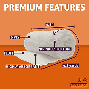 SNL Sterile Krinkle Kerlix Type 4 1/2" x 4 1/8 Yds, Latex Free, Hospital Grade Bandage Roll - Pack of 6