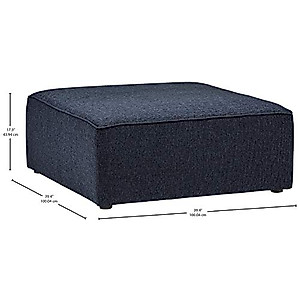 Amazon Brand - Rivet Audrey Modern Square Ottoman, 39"W, Denim