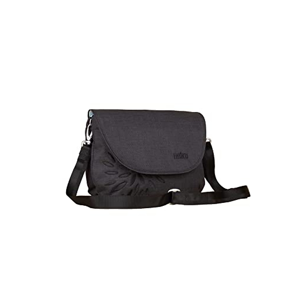 HAIKU Bliss Eco-Friendly RFID Blocking Travel Crossbody Saddle Bag, Black in Bloom