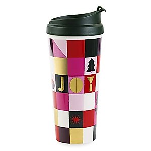 Kate Spade New York 16 Ounce Insulated Travel Mug, Holiday Themed Double Wall Thermal Tumbler for Coffee/Tea, Joy