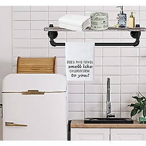 BSTGIFTS Industrial Pipe Shelf with Towel Bar，Wall Mounted Shelving with Towel Bar Rack for Bathroom, Wood Rack
