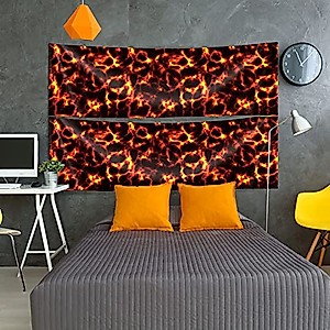 2 Pack Lava Themed Aisle Runners Halloween Lava Party Decorations Fire Volcano Track Floor Runners Hot Coals Luau Theme Birthday Party Table Cover Reusable Fun Party Supplies