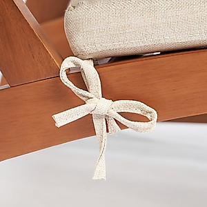 Outsunny 4 Piece Patio Furniture Set, 2 Chairs with Cushions & Ottomans, Outdoor Chair Set for 2 with Footstools, Slatted Acacia Wood Seat & Backrest, Cream White