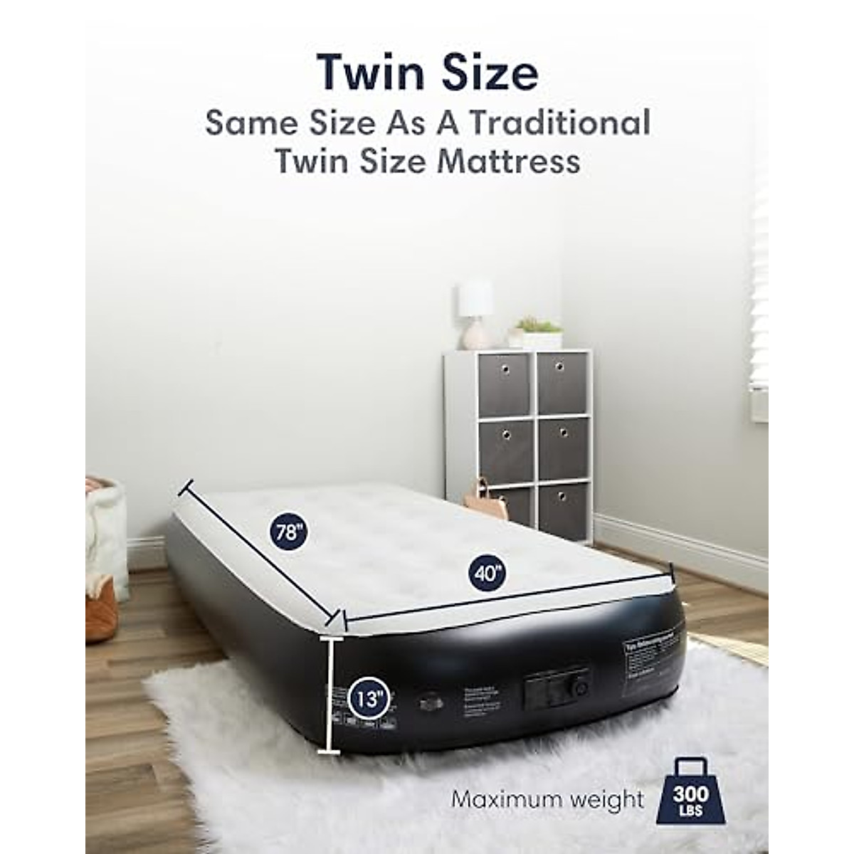 OlarHike Twin Air Mattress with Built in Pump,Inflatable Blow Up Mattresses Storage Bag for Camping,Travel&Guests,13" Airbed-High Speed Inflation Black Bed,Camping Accessories,Indoor