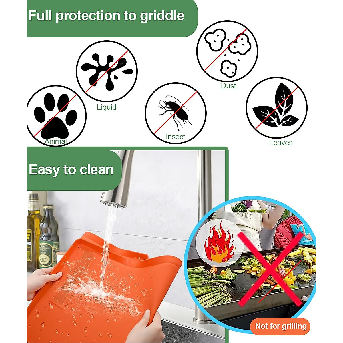 28‘’ Silicone Griddle Mat for Blackstone, 100% Silicone Protective Mat Cover for Blackstone 28 Inch Griddle, Heavy Duty Food Grade Silicone Mat (28 inch)