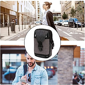 Phooyeejoon Universal Belt Cell Phone Holster, Belt Clip Phone Cover Utility Phone Waist Belt Bag Hip Wallet Pouch for 7'' Smartphone, Nylon Canvas Construction