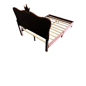 DNYN Full Size Upholstered Platfrom Bed for Kids,Princess Bedframe with Crown Headboard & LED Design,for Girls Bedroom,No Box Spring Needed & Easy Assembly, Pink