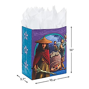 Hallmark 13" Large Gift Bag with Tissue Paper (Disney Raya and the Last Dragon) for Kids, Birthdays, Christmas
