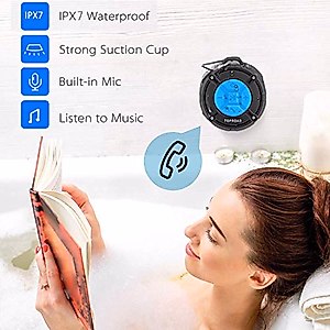 TOPROAD Portable Shower Speaker, IPX7 Waterproof Wireless Outdoor Speaker with HD Sound, 2 Suction Cups, Built-in Mic, Hands-Free Speakerphone for Bathroom, Pool, Beach, Hiking, Bicycle
