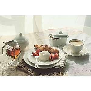 PAULSWAY Glass Honey Dispenser Jar - Premium No Drip Design, Elegant Honeycomb Shape with White Lid - Durable Glass & ABS for Honey and Syrup