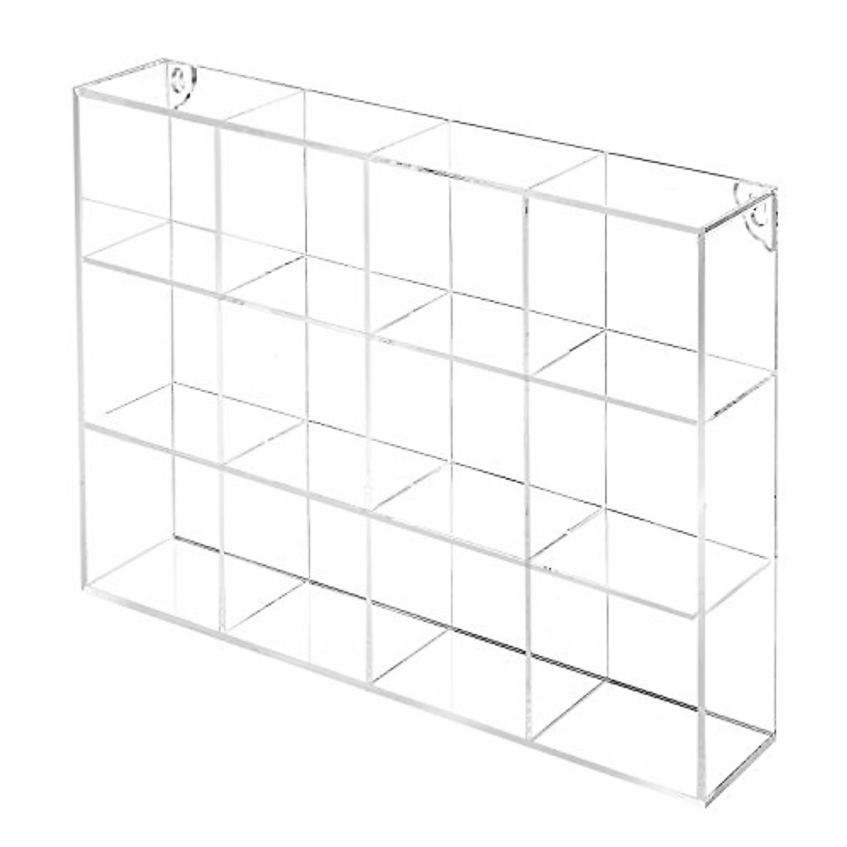 MyGift Wall Mounted Clear Acrylic Collectible Figure Display Case with 12 Compartments for Mini Toys, Crystals and Stone Showcase Shadow Box Shelf