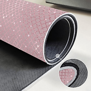 Grandkli Geometry Glitter Marble Rose Gold Personalized Kitchen Mat Rugs,Non Skid Door Mats for Kitchen Floor,Custom Area Rug for Bathroom Laundry Room Rug Decor 17"X48"