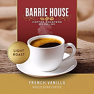Barrie House French Vanilla Flavored Whole Bean Coffee | 2 lb Bag | 100% Arabica Coffee Beans | Artificially Flavored