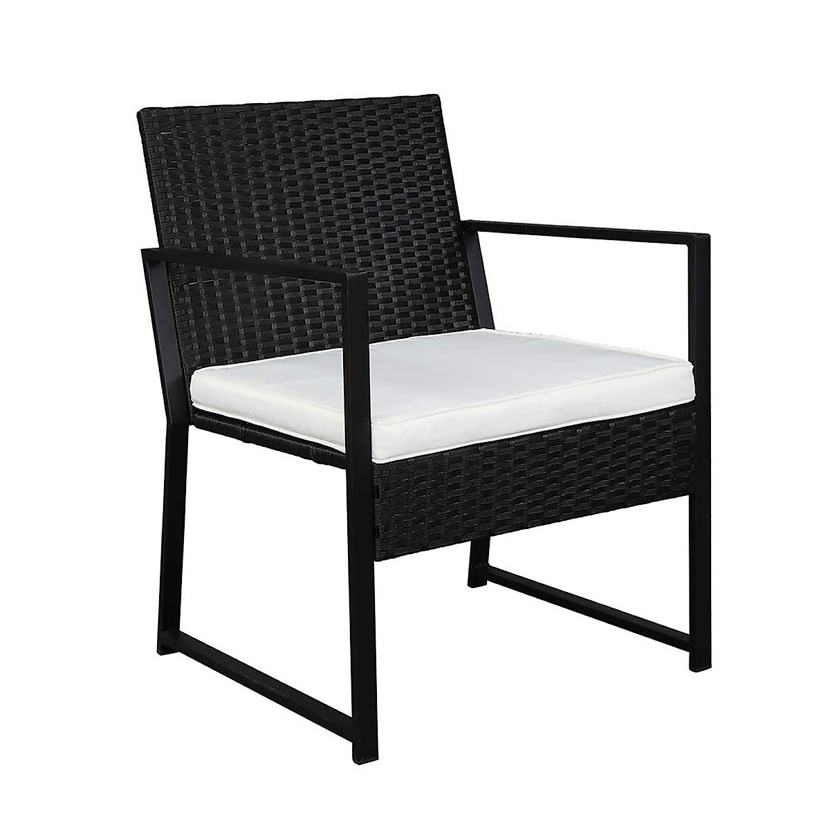 Patio PE Wicker Furniture Set 3 Piece Outdoor Brown Rattan Sectional Loveseat Couch Conversation Sofa Chair with Storage Box and Glass Top Coffee Table