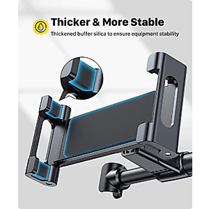 Bakel Portable Electronic Device Mount, Black, Compatible with iPhone, iPad, 6"-10" Tablets, 4.7"-8" Cell Phones, Fits Headrests 5.2in-5.7in Wide, Never Shakes, Hook 2 in 1
