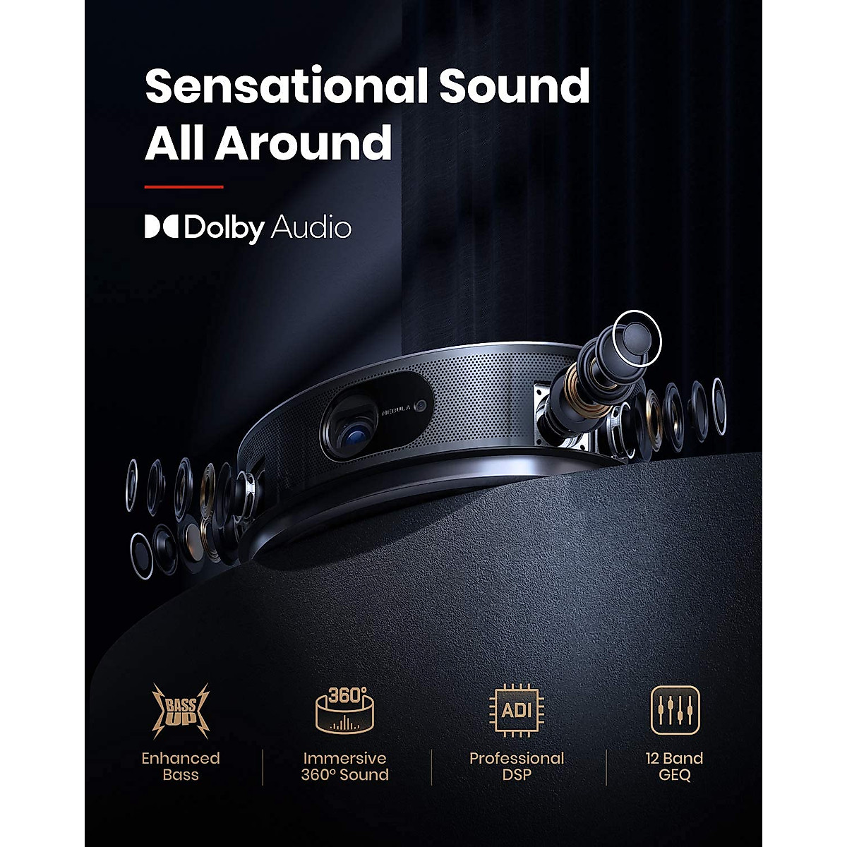 Anker Nebula Cosmos Max 4K UHD TV Home Theater/Entertainment Projector, Outdoor Projector, Android TV 9.0 with 5000+ Apps, 360° of True 3D Audio, HDR10, HLG, Dynamic Smoothing (Renewed)