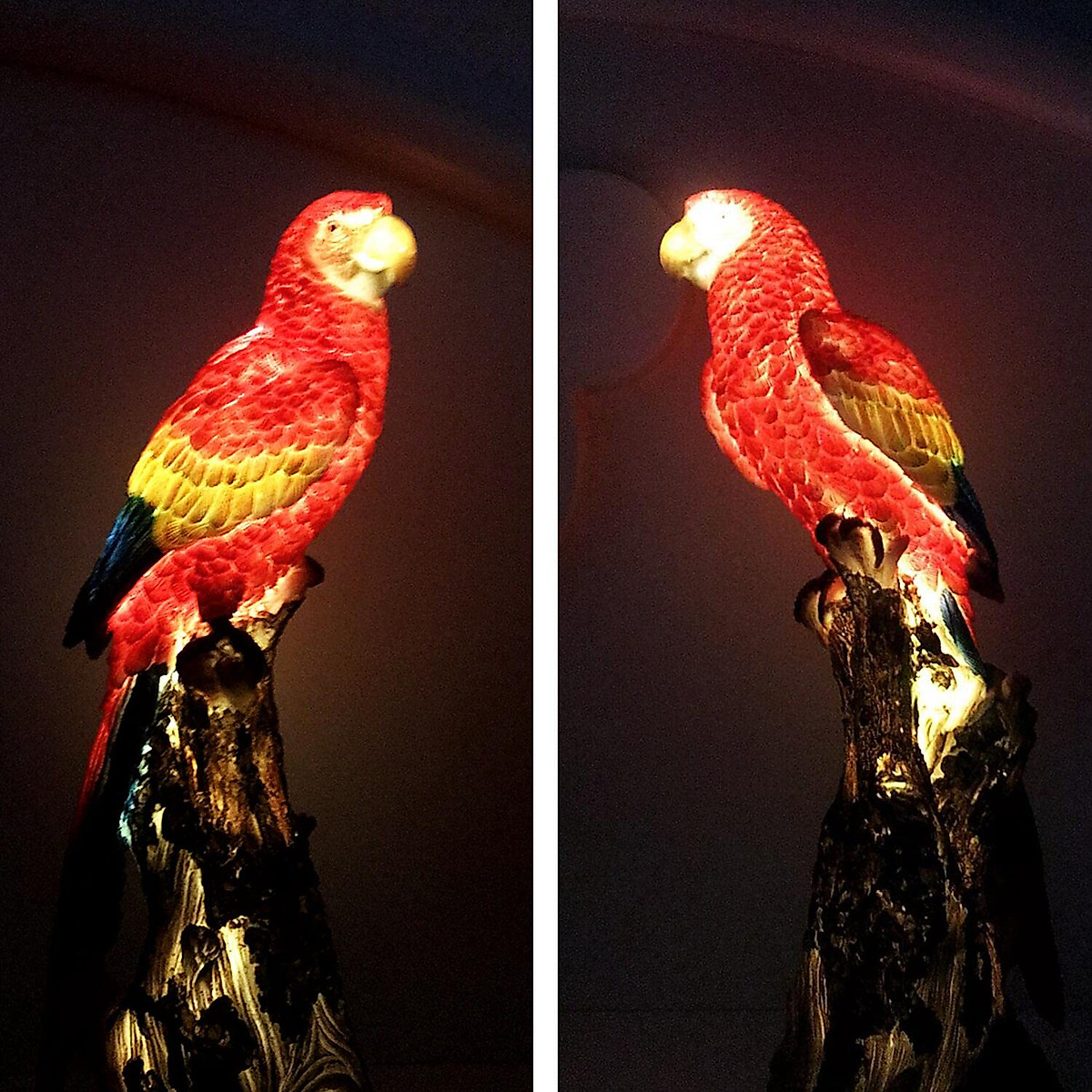 iRonrain Solar Garden Statues Outdoor Parrot Decorative Figurine Waterproof Lights Art Décor Red Large Parrots Animal Sculpture for Garden Yard Lawn Home Ornaments (Parrot 1)