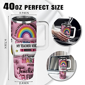NIAXAUYT Teacher Appreciation Gifts, Birthday Gifts for Teachers Tumbler 40oz, Teacher Gift for Women Coffee Travel Cup, Best Teachers Gift for Teacher's Day Graduation Back to School Christmas, Pink