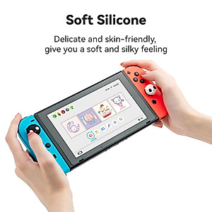 GeekShare Cute Silicone Joycon Thumb Grip Caps, Joystick Cover Compatible with Nintendo Switch / OLED / Switch Lite,4PCS -- Skull (Black & White)