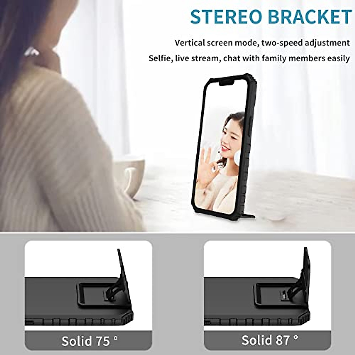 YOUULAR Case Compatible with Xiaomi Redmi Note 12 Pro 5G/Xiaomi Poco X5 Pro 5G Dimensional Bracket Sliding Window Mobile Phone Case Shockproof Protective Phone Cover Poco X5 Pro Military Cases Black