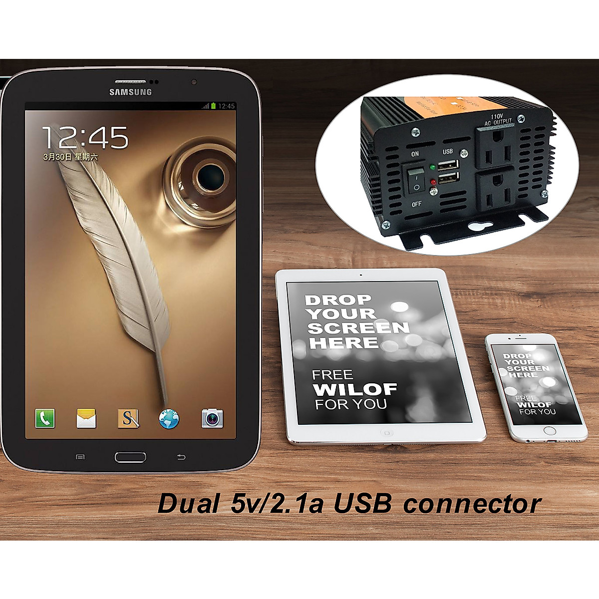 Solinba Car Power Inverter 1500w/Peak 3000w Converter DC12v to AC110v 60Hz with Dual USB 2.1A