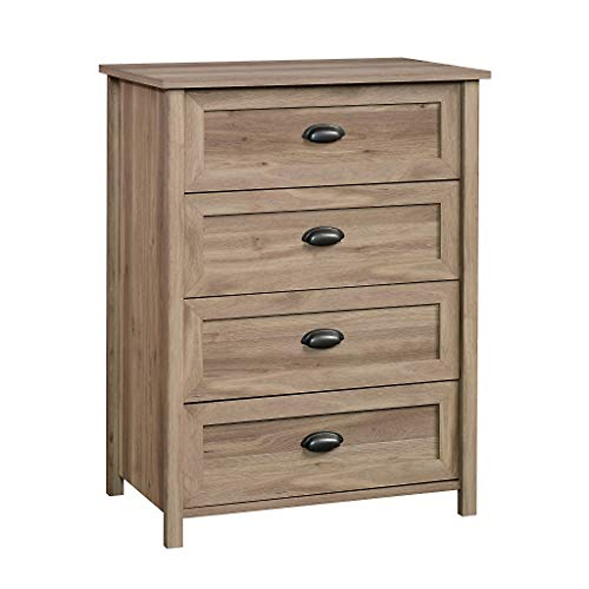 Sauder County Line 4 Drawer Chest, Salt Oak Finish & County Line Side Table/Night Stand, Salt Oak Finish
