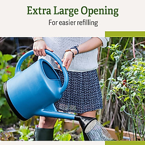 Gardeners Supply Company French Blue Watering Can | 3 Gallon Indoor Outdoor Water Gallon Shower for Plants with Removable Stainless Steel Faceplate Rose Sprinkler Attachment - Blue