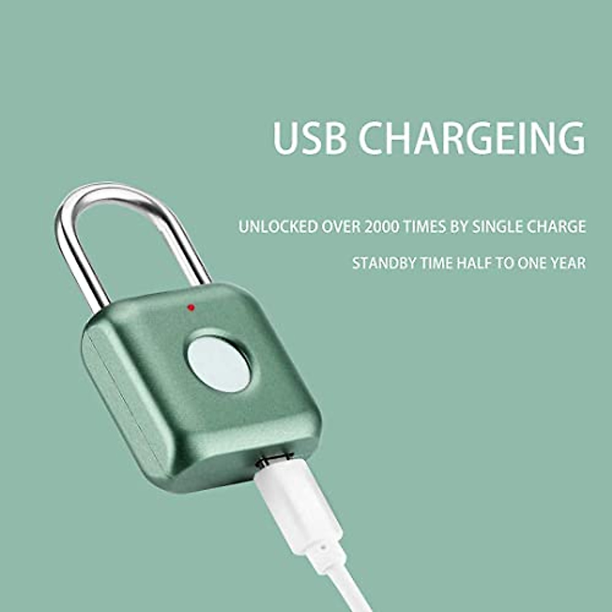 BOREAD Fingerprint Padlock, Smart Keyless Lock for Locker, Backpack, Suitcase, Travel Luggage,Cabinet, Drawer, Indoor, School Locker Lock,Portable USB Rechargeable (Green)