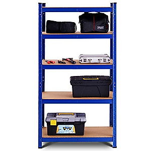 Tangkula Metal Storage Shelves, 60inches Heavy Duty Frame Organizer, 5-Tier Garage Shelf, Multi-Use Storage Shelving Unit, Storage Rack with Adjustable Shelves (30" L×12" W×60" H) (1)