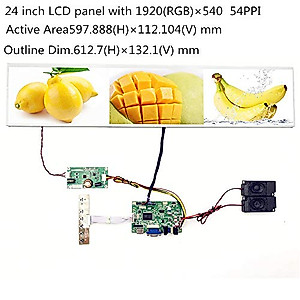 DHL/UPS for 24 inch 1920 * 360 Ultra Wide Stretched Bar LCD Advertising Display ， Ultra Stretched bar LCD Display Kits Outline Size 612.7(W)×132.1(H) mm