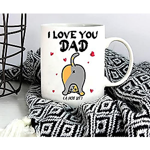 kobalo Best Father's Day gift I Love You Dad A Hole Lot Funny Cat Cute Lover Coffee Mugs Cups Tea Tops Novelty White 11 Oz 15 Oz