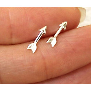 Kiwi Daisy Arrow .925 Sterling Silver Very Tiny Stud Earrings (Hypoallergenic)