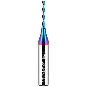 EANOSIC Downcut Spiral Router Bit 1/4 inch Shank, 1/16 inch Cutting Diameter Solid Carbide with Blue Nano Coated CNC Router Bits End Mill for Wood Carving, Engraving