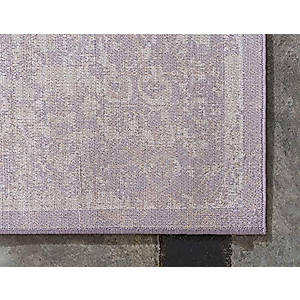 Unique Loom Aberdeen Collection Traditional Vintage Inspired Tone Textured Area Rug, 9 ft x 12 ft, Violet/Ivory
