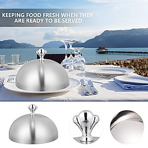 Cabilock Stainless Steel Restaurant Cloche Serving Dish Food Cover Dome Plate Covers for Steak Cake Appetizer Plate to Keep Food Warm (7.86x3.93 inch)