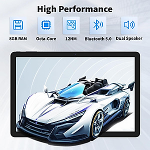 aiprotablet Android 13 Tablet 10.5 inch Tablets, 1920x1200 FHD IPS Display, 4G Cellular Tablet with 8GB RAM 64GB ROM 1TB Expand, Octa-Core Processor, 6000mAh, 8MP+13MP Camera, Face