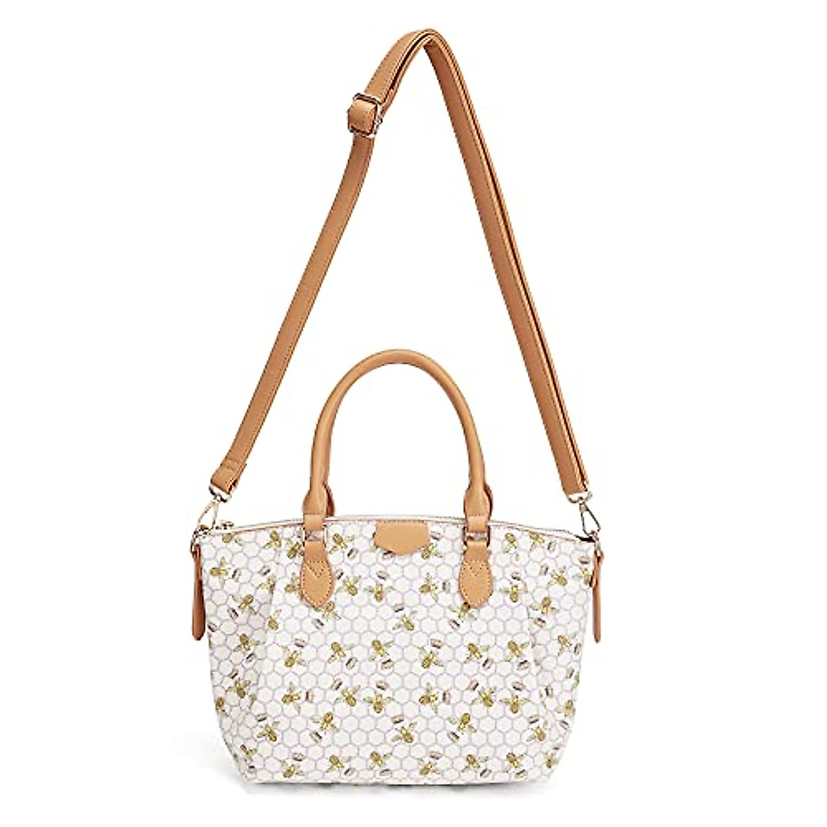 Designer Handbags for Women Double Top Handble Purse with Roomy inner Pockets and Detachable Shoulder Strap (Beige)