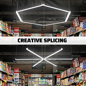 FAITHSAIL 4FT LED Linear Light 5000K 6000LM Suspension Office Lighting Fixture with Plug, 60W Commercial Light Fixture Shop Light for Office Gym Garage, 1 Pack