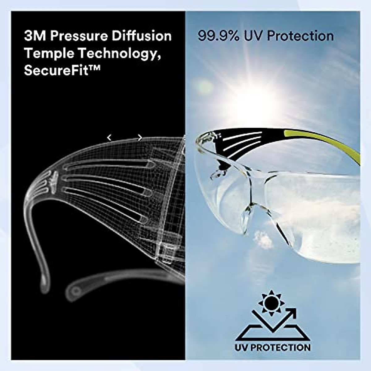 3M SF401AF SecureFit 400 Series Protective Eyewear, Clear Lens, Anti-Fog