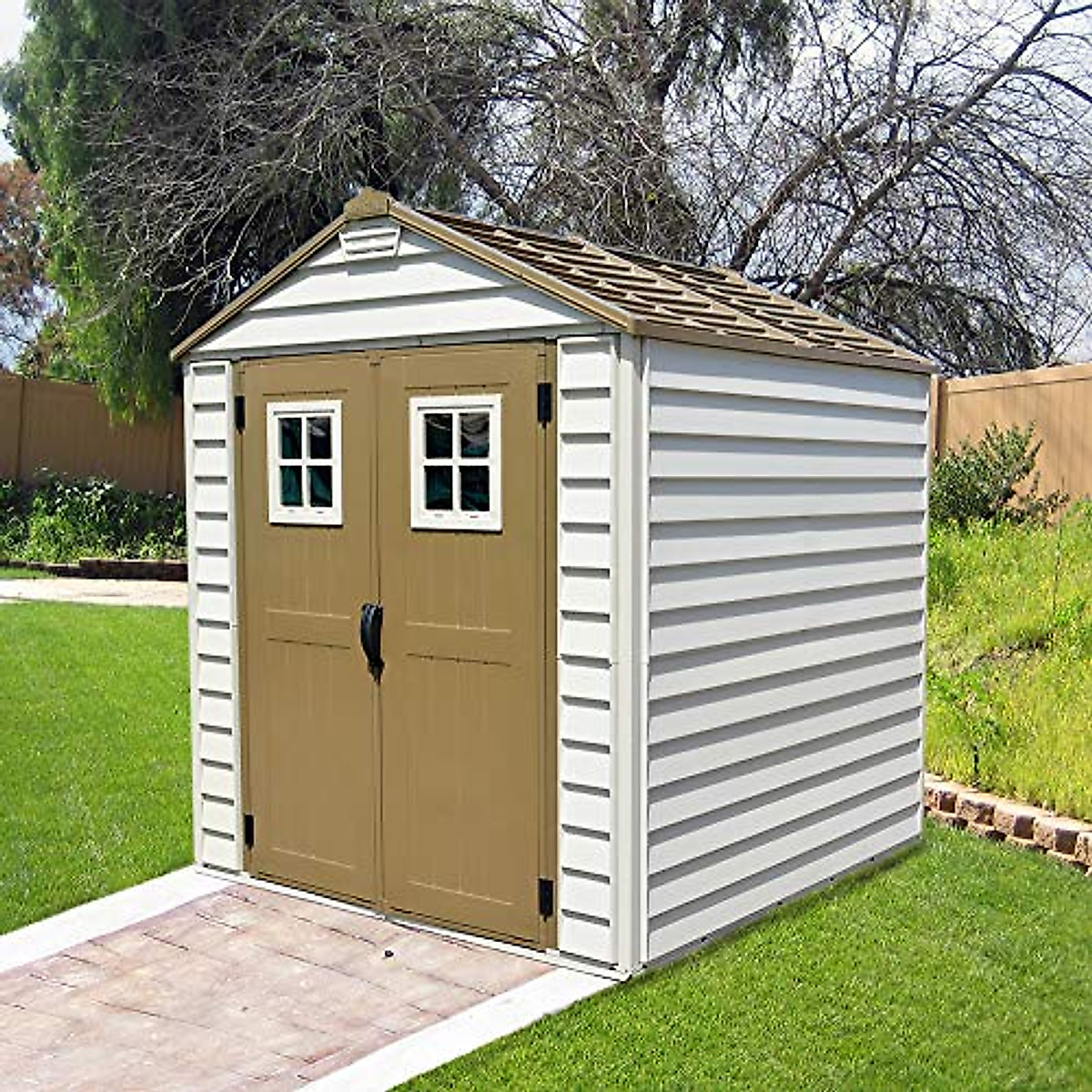Duramax StoreMax 7 Ft. x 7 Ft. Vinyl Garden Storage Shed | Made of Fire Retardant PVC Resin
